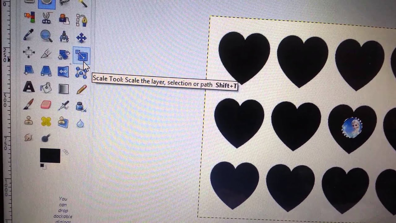 1" heart template adding image gimp - YouTube
