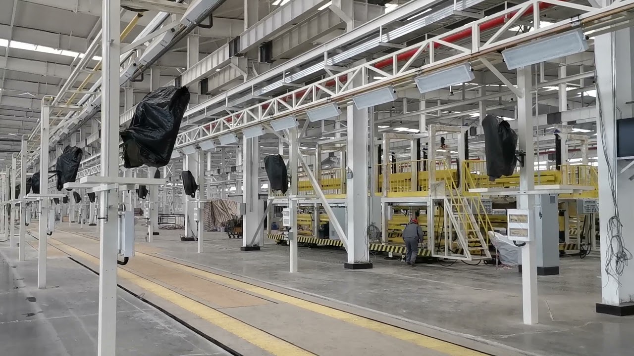 Bus Manufacturing Plant Bus Production Line Workshop Power Suspended ...