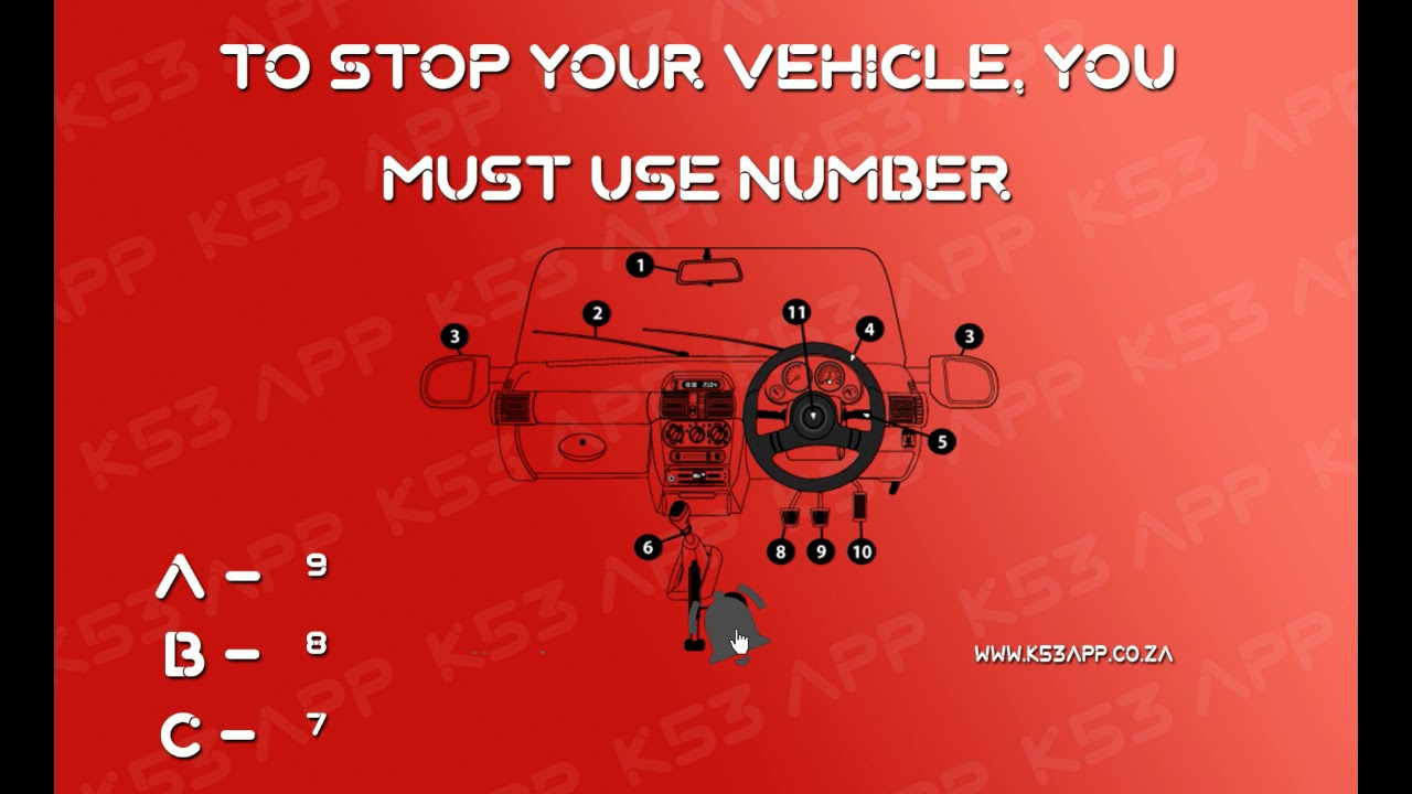 To stop your vehicle you must use number | k53 learners test south ...