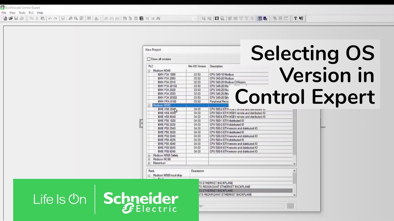 Selecting OS Version in Control Expert | Schneider Electric - YouTube