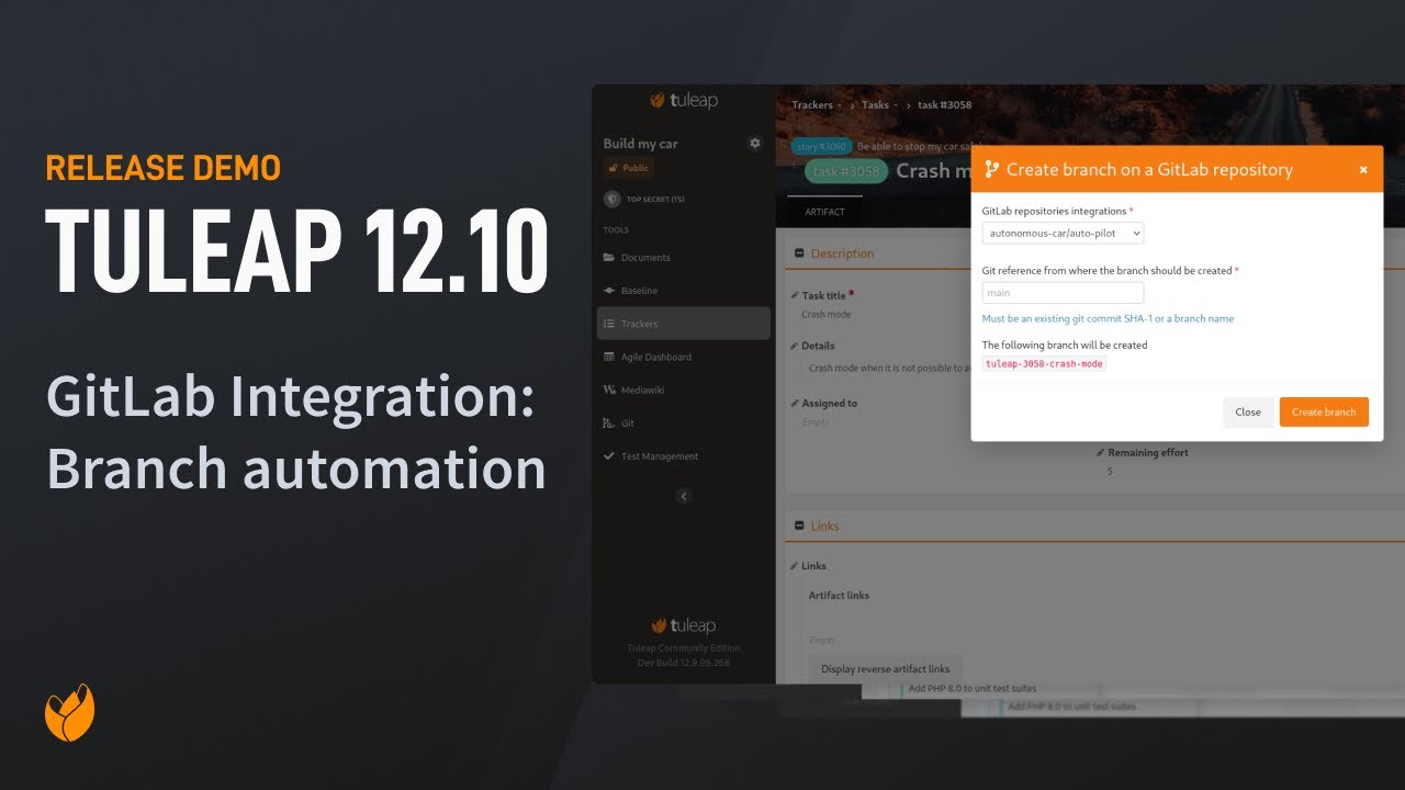 GitLab branch automation with Tuleap - Tuleap 12.10 release - YouTube
