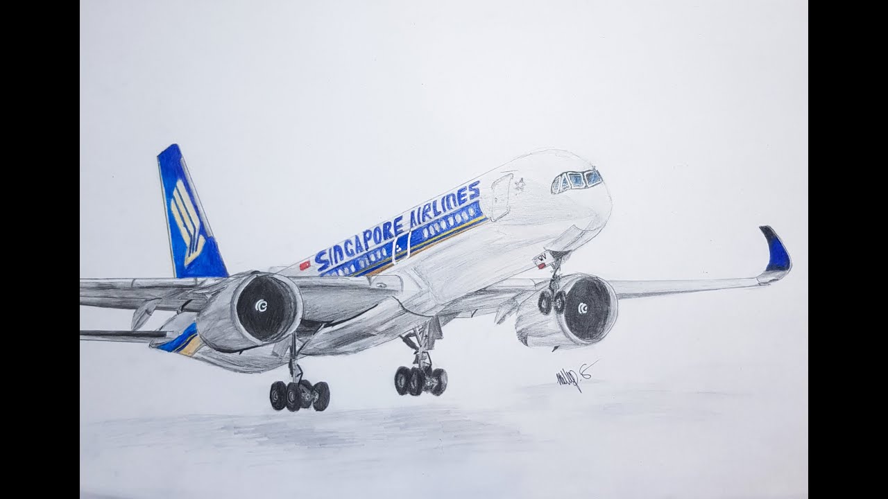 Drawing Singapore Airlines Airbus A350 -Drawing Time-lapse - YouTube