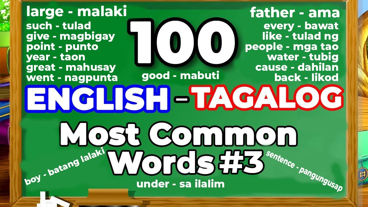 100 ENGLISH - TAGALOG MOST COMMON WORDS #3 - YouTube