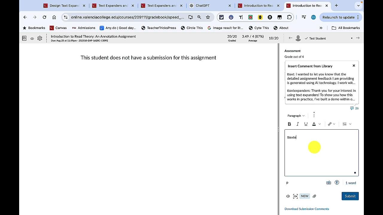 Using Text Expanders and Rich Text in Canvas Speedgrader - YouTube