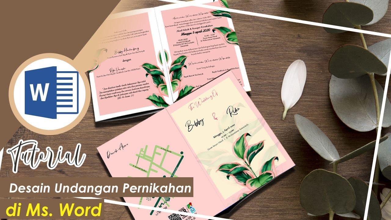 Tutorial Desain Undangan Ms Word Pink Green - YouTube