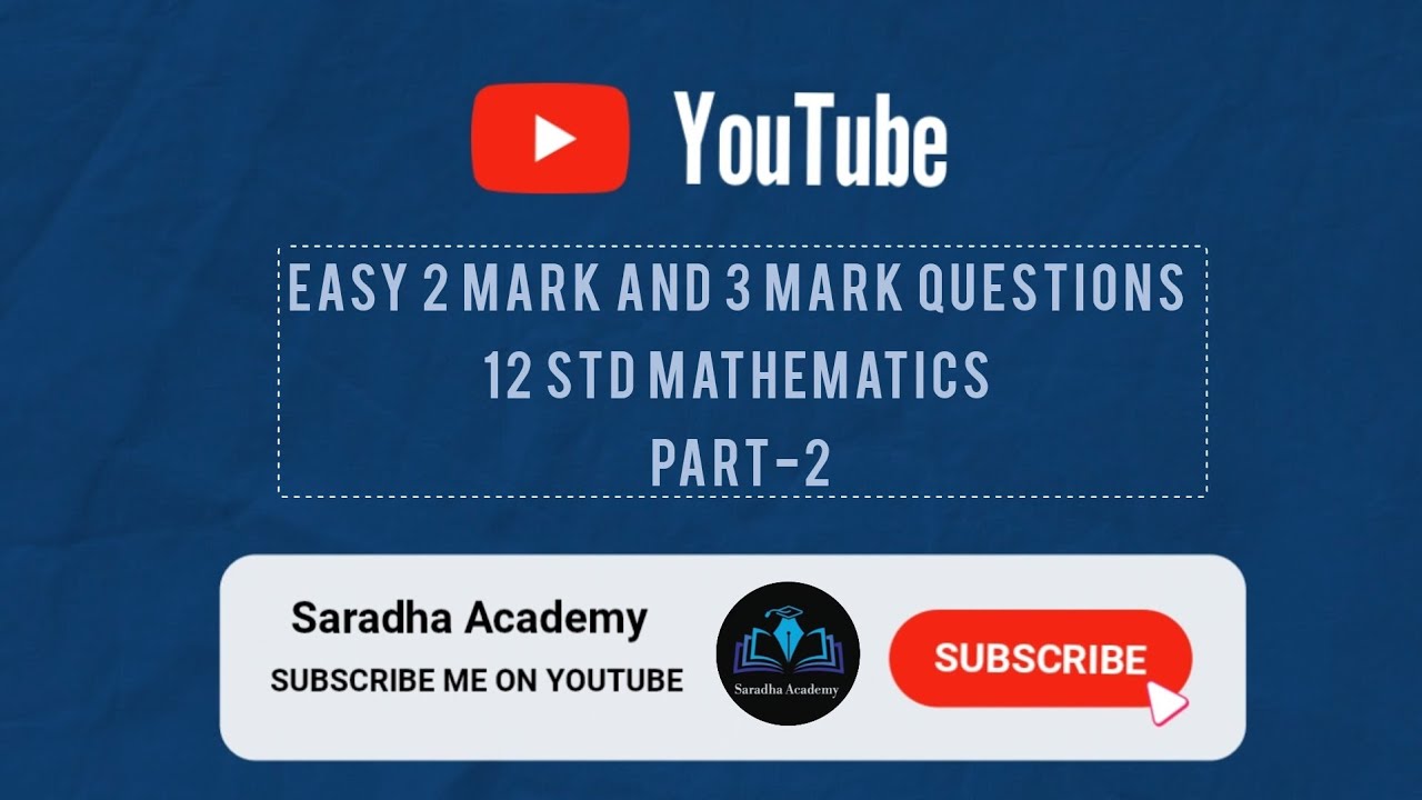 Easy 2 mark and 3 mark questions for 12 Std Part-2 - YouTube