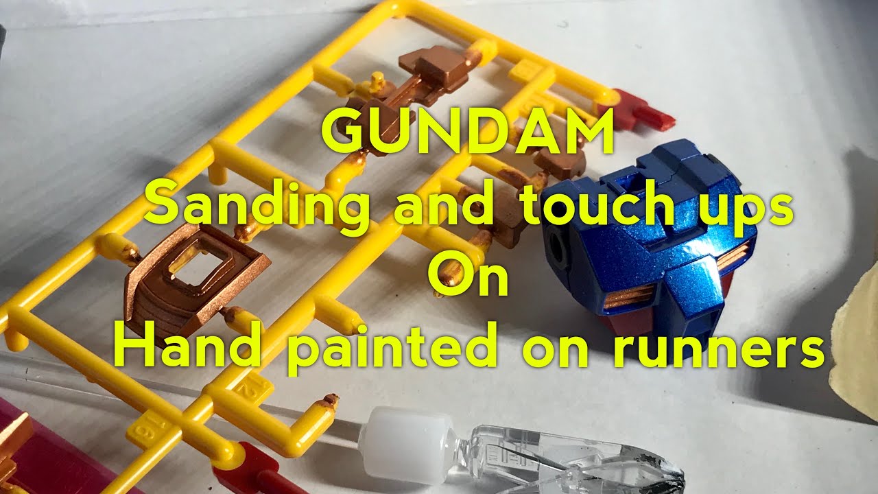 Sanding and touch up paint on gundam painted on runners - YouTube