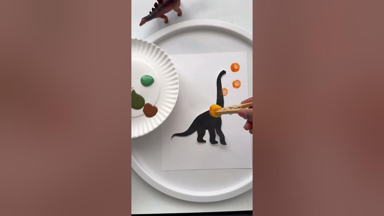 Pom Pom Painted Dinosaur #craft #diy #art #preschoolers # ...