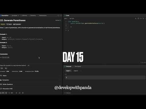 Day 15 | Generate Parentheses | LeetCode | Java | DevelopWithPanda - YouTube