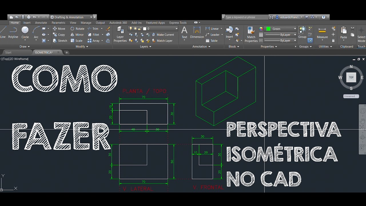 COMO FAZER PERSPECTIVA ISOMÉTRICA NO AUTOCAD - YouTube