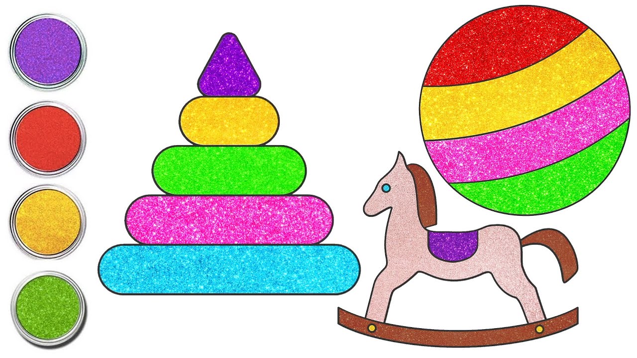 🌈 How To Draw Toys | Drawing, Coloring & Glitter Painting for Kids ...