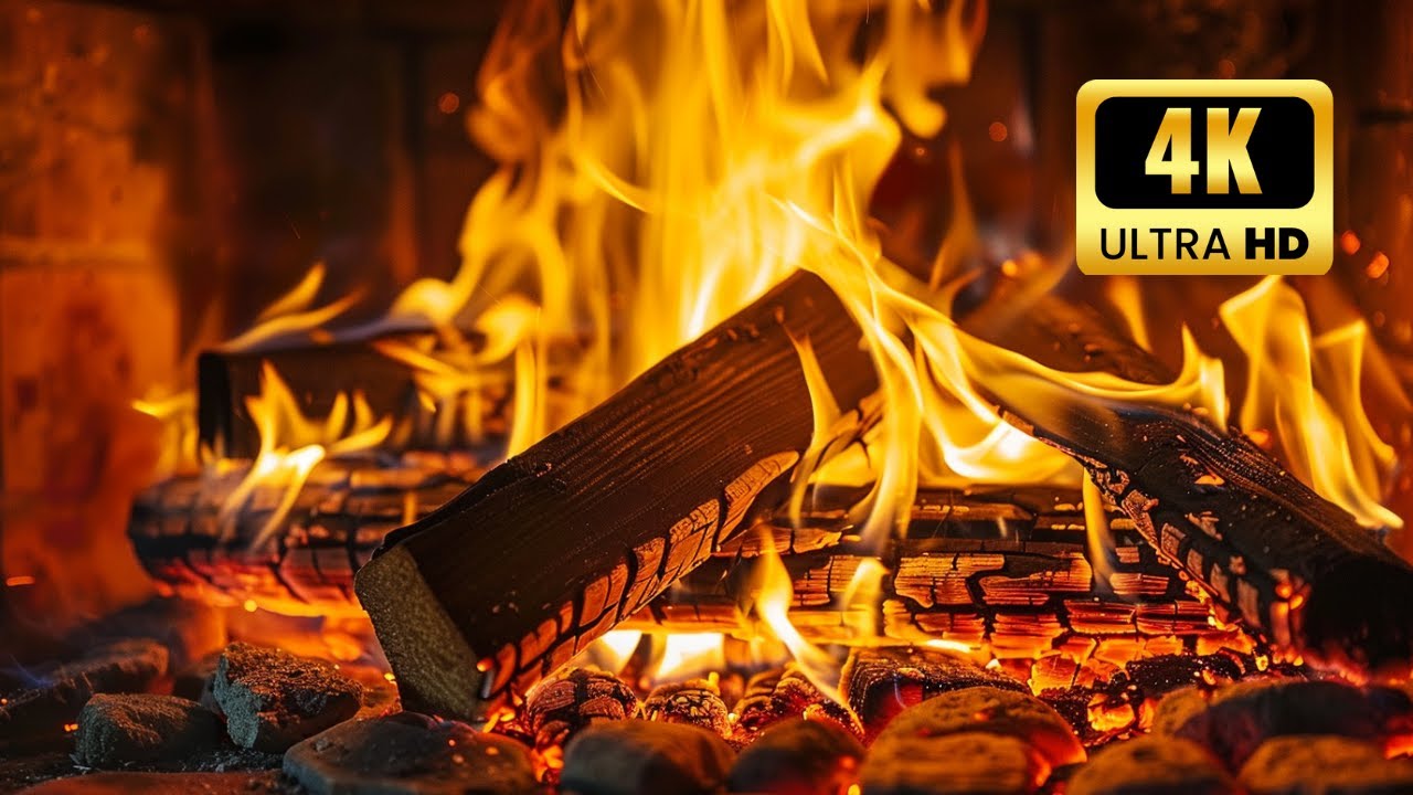 🔥 Fireplace 4K Ultra HD (12 HOURS) 🔥 Christmas Fireplace Ambience ...
