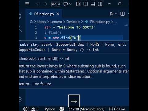 find() Method in Python | String Methods #pythontricks #shorts #python ...