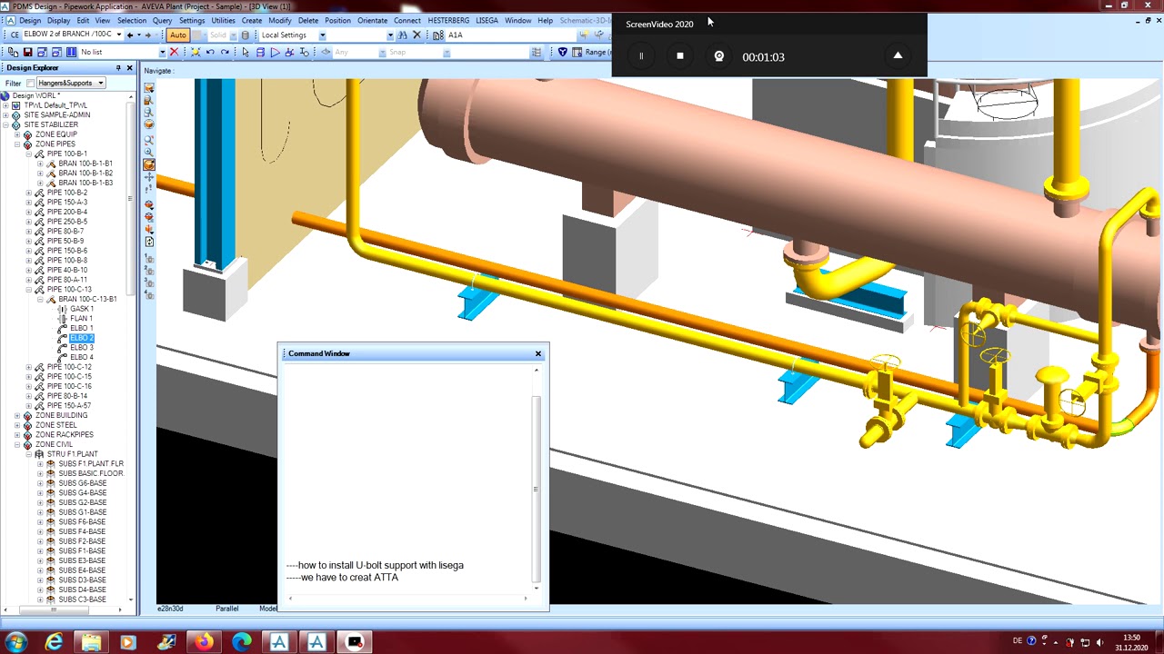 create U-bolts Support in PDMS with Lisega - YouTube