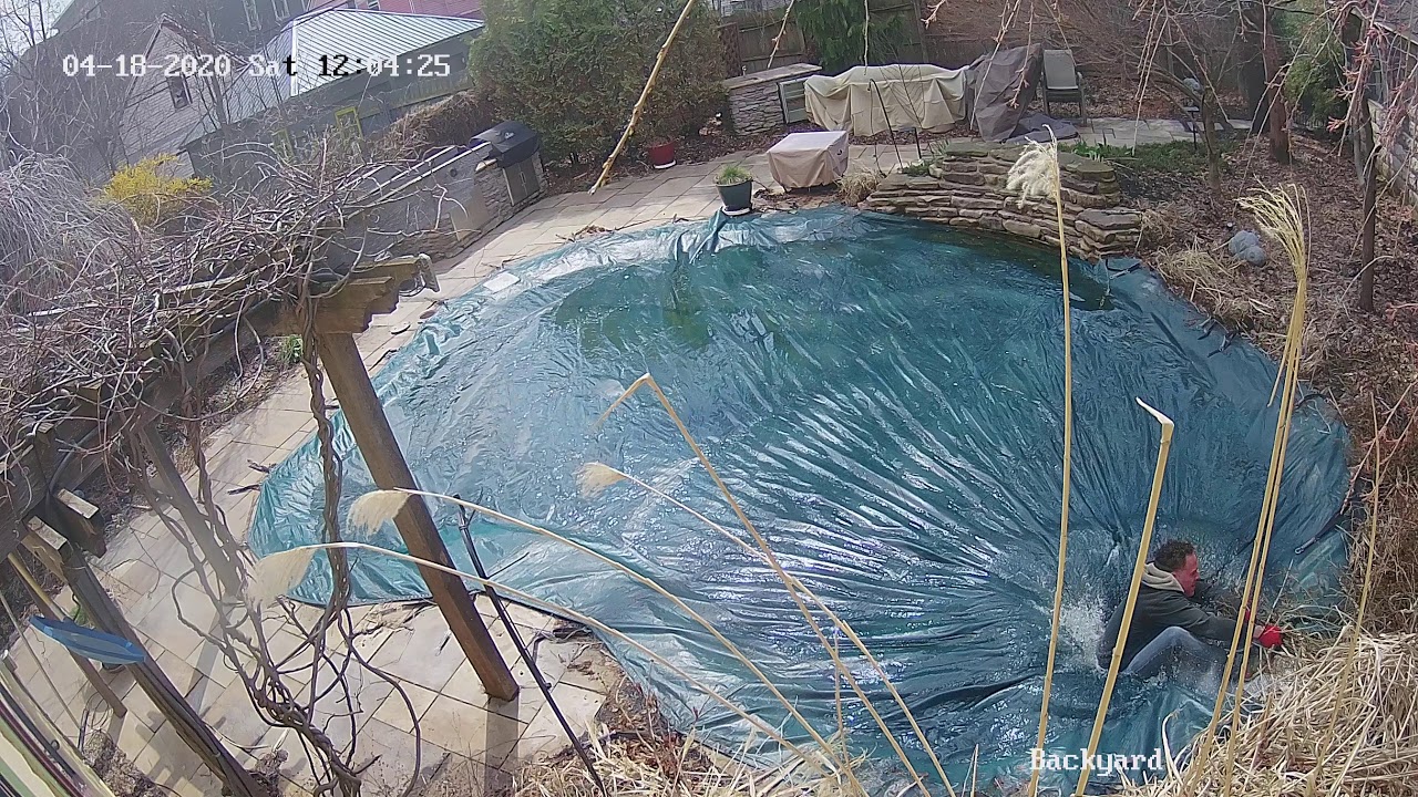 Chris Falling on the Pool Cover - YouTube