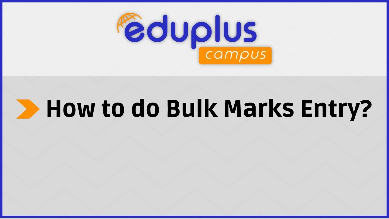 How to do Bulk Marks Entry? - YouTube