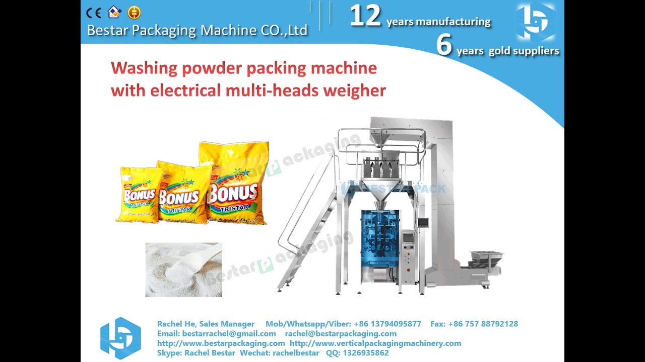 How to pack wash powder pouch with spoon, Bestar detergent packing ...