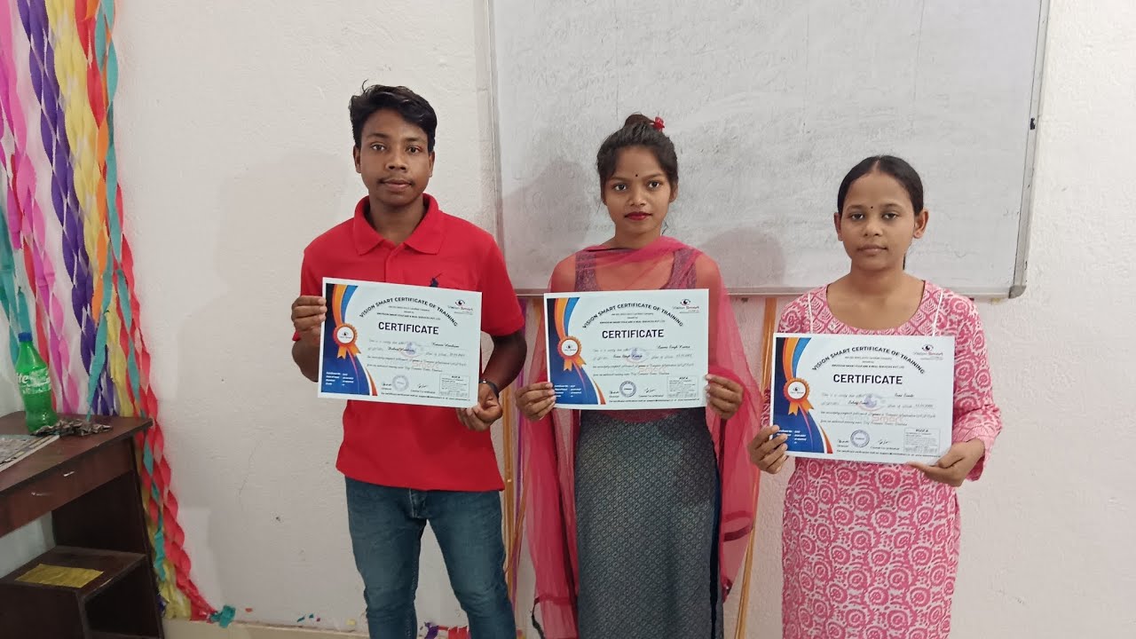 VISION SMART CIRTIFICATE //#chaibasa#visionsmart#GURUCHARANPURTY ...
