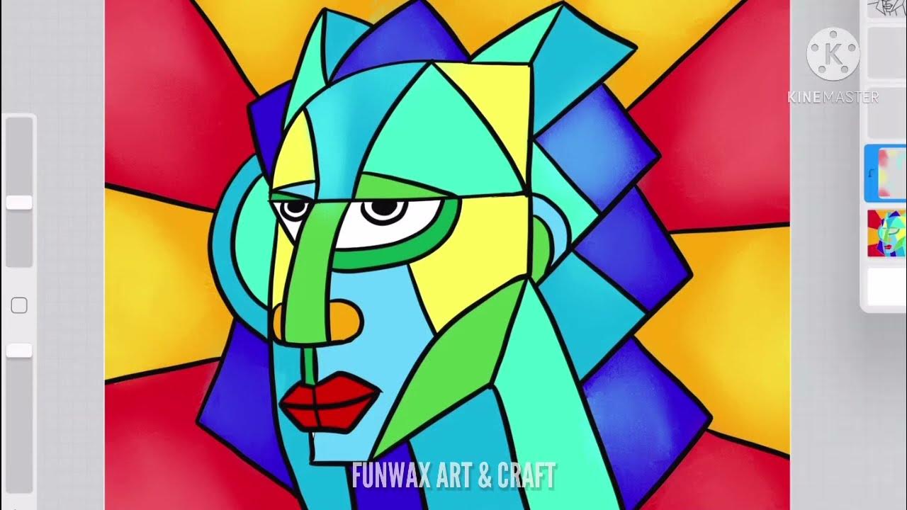 Cubism inspired portrait drawing step by step | How to draw Cubist face ...