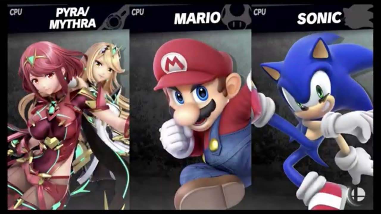 Super Smash Bros. Ultimate - Pyra/Mythra VS Mario VS Sonic - YouTube