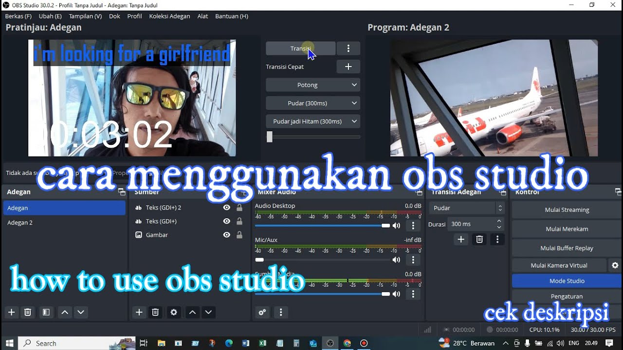 cara menggunakan obs studio - YouTube