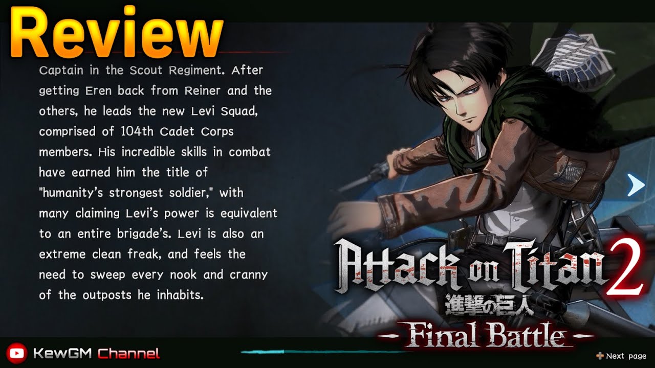 Levi Ackerman - Attack On Titan 2 Final Battle - YouTube