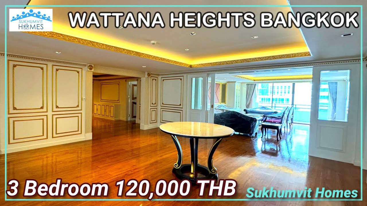Bangkok Classic 3 Bedroom Condo For Rent Wattana Heights Apartments 120,000 THB Monthly - YouTube