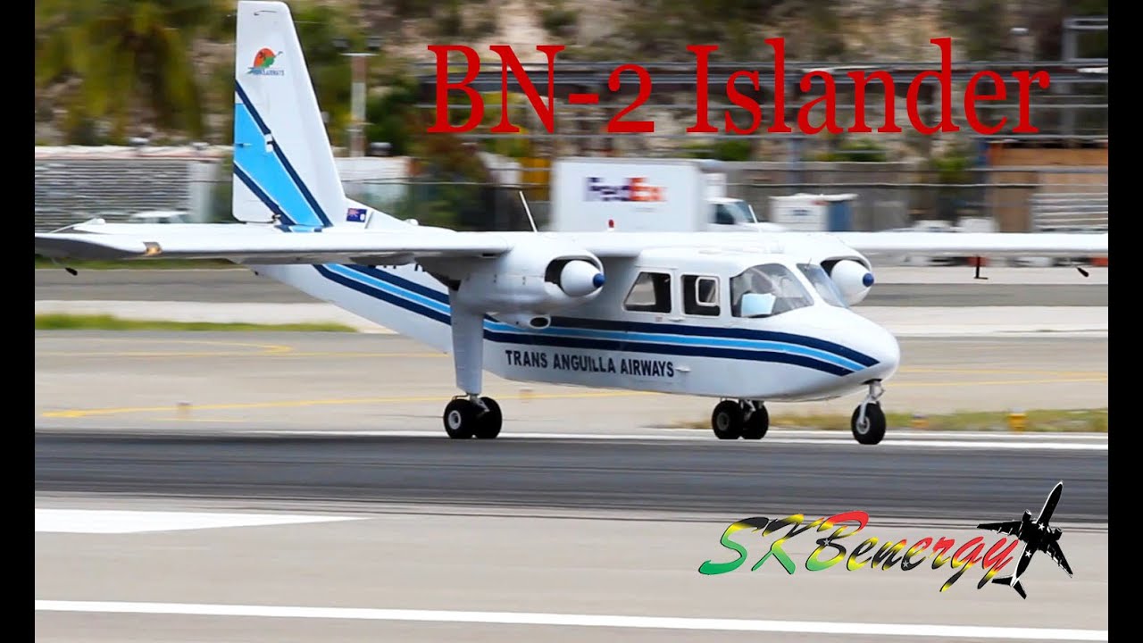 Trans Anguilla Airways - BN-2 Islander triple departure @ St. Maarten ...