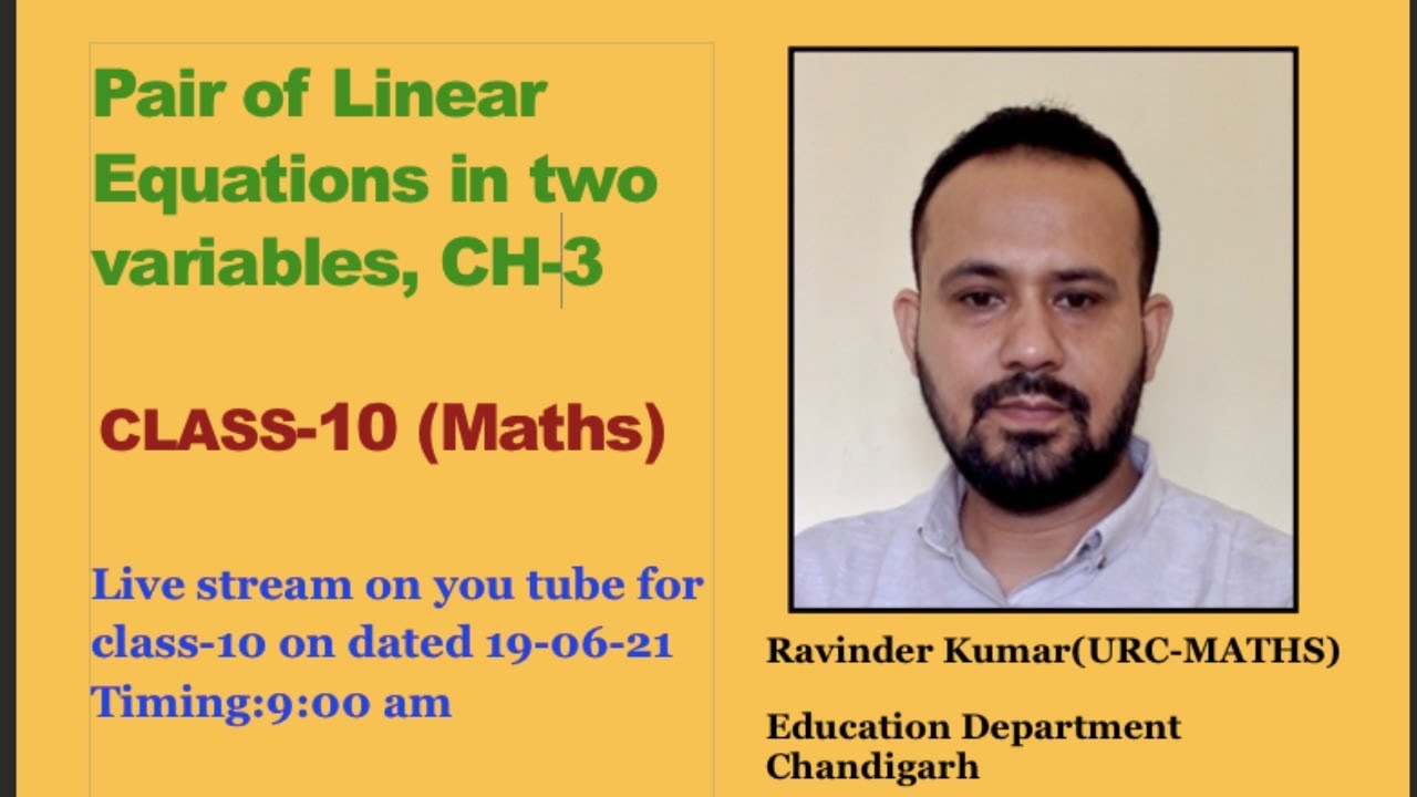 Chapter - 3 ( Pair of linear equations in 2 variables ) class - 10, by ...