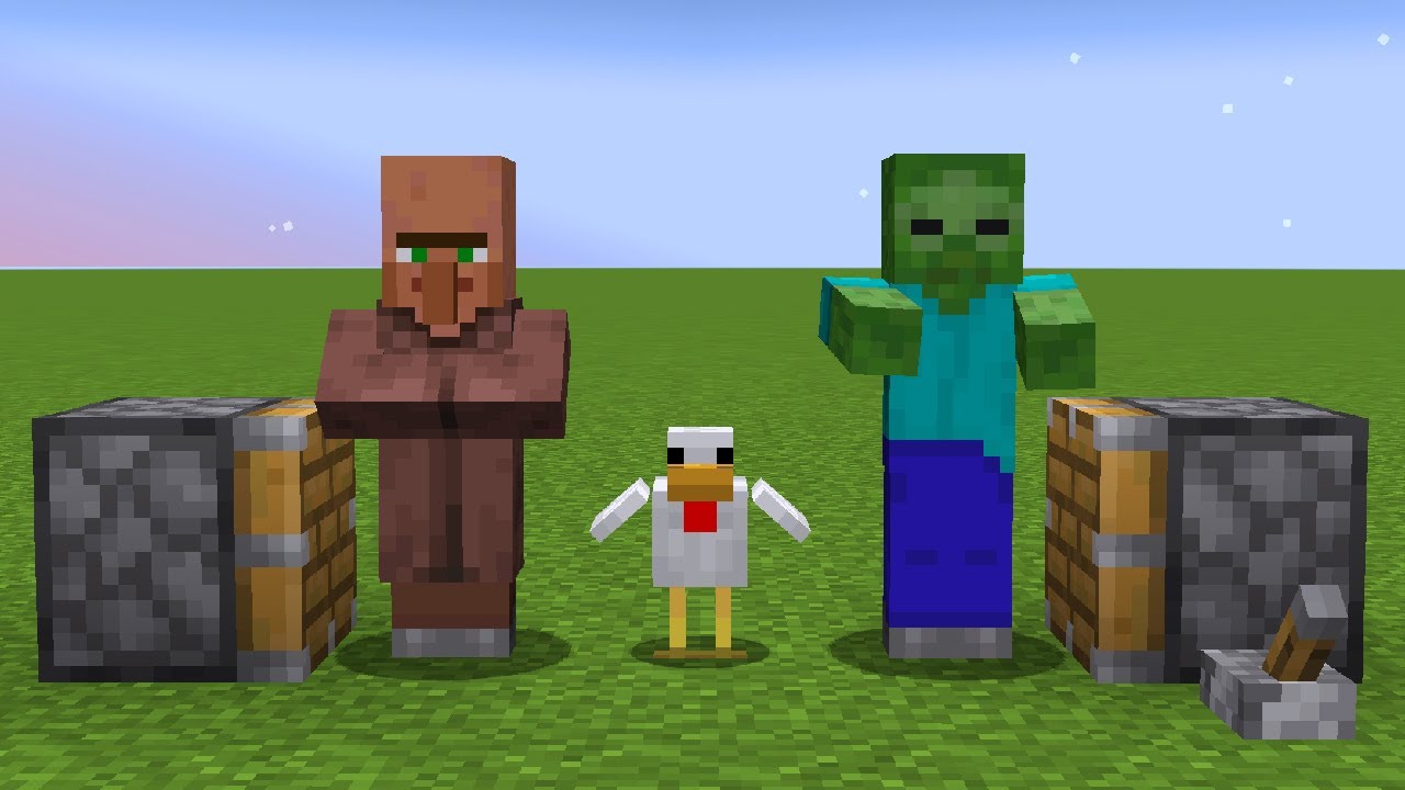 villager + chicken + zombie = ??? - YouTube