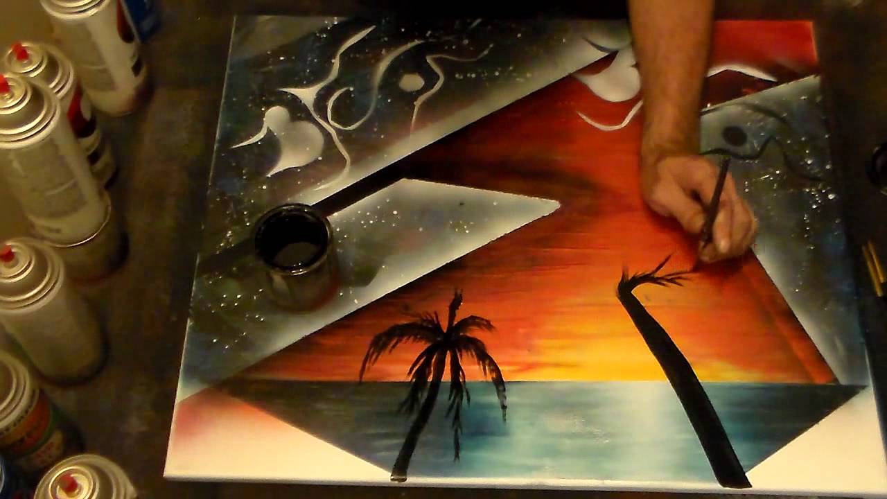 The Bacon Painting spray paint trick art / oils-Tape, Round brushes ...