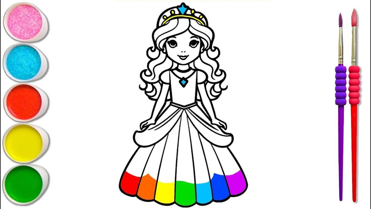 Princess Painting for kids Drawing and toddlers Step by Step - YouTube