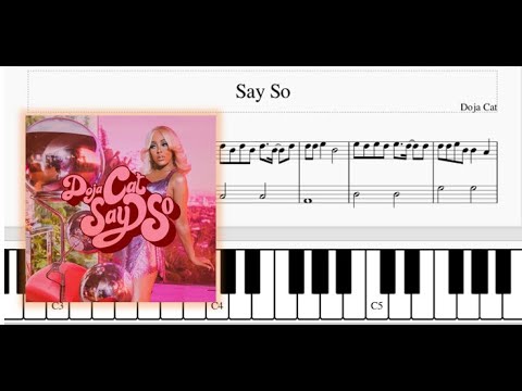 Doja Cat - Say So - Easy Piano Tutorial (SHEETS + VISUAL) - YouTube