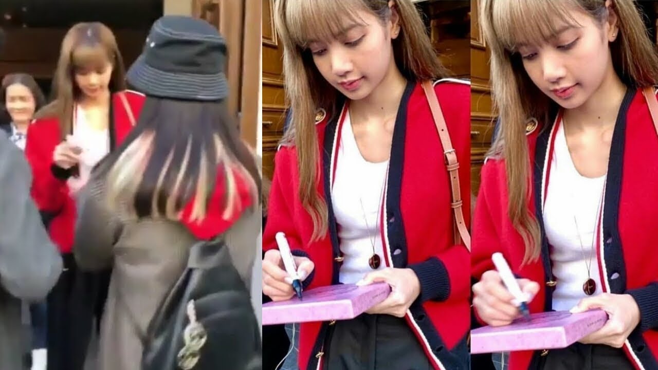 191001-Blinks getting signatures and hugs from Lisa in Paris 😍 #블랙핑크 ...