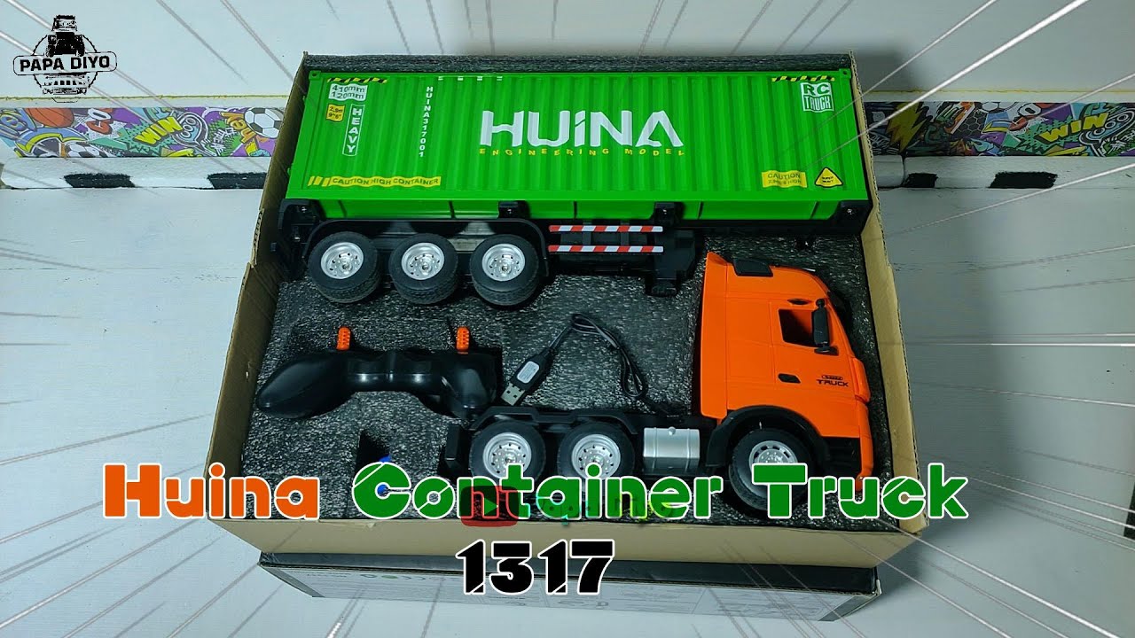 Review Mainan RC Huina Container Truck 1317, RC murah Berkelas - YouTube