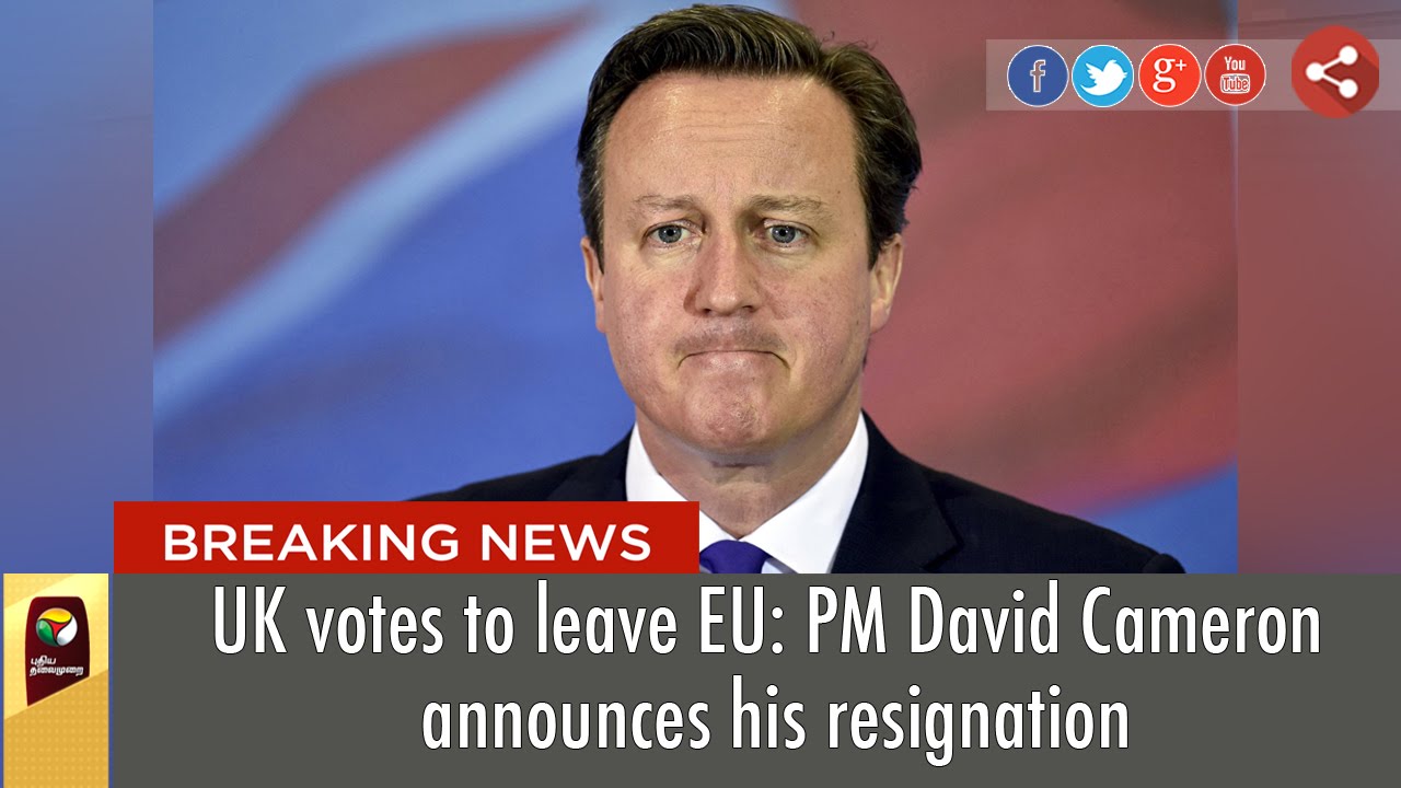UK votes to leave EU: PM David Cameron announces his resignation - YouTube