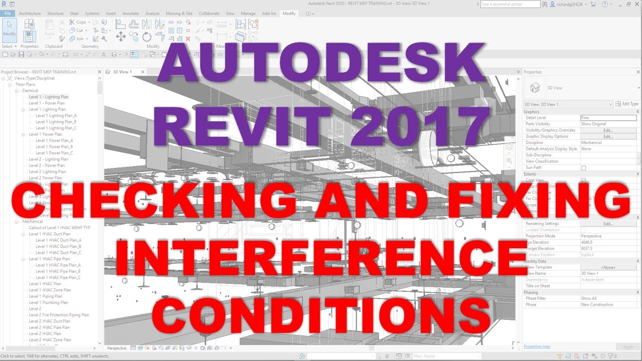 REVIT MEP 2017: CHECKING AND FIXING INTERFERENCE CONDITIONS - YouTube