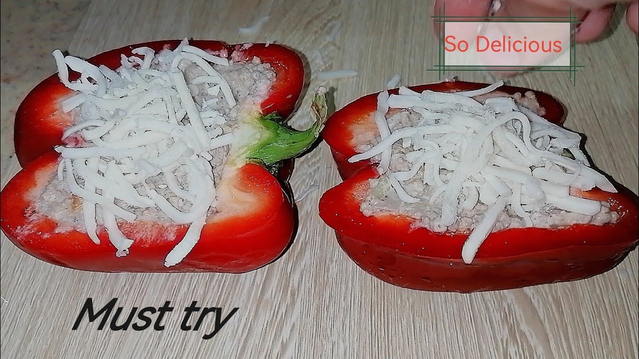 Stuffed Bell peppers | Capsicum with mince and cheese - YouTube