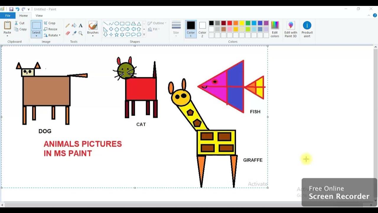 animal pictures in ms paint - YouTube