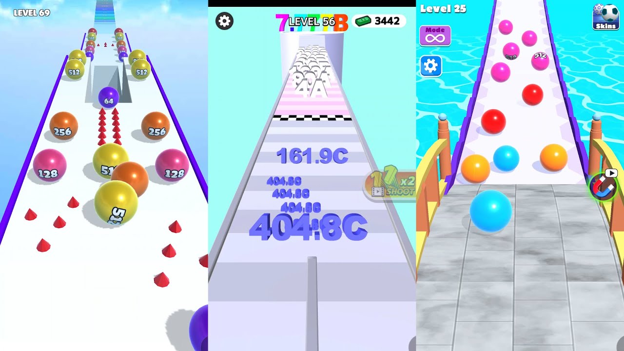 Ball Merge 2048 vs Number Merge Run vs Numbers Ball Blend Challenge 3 ...