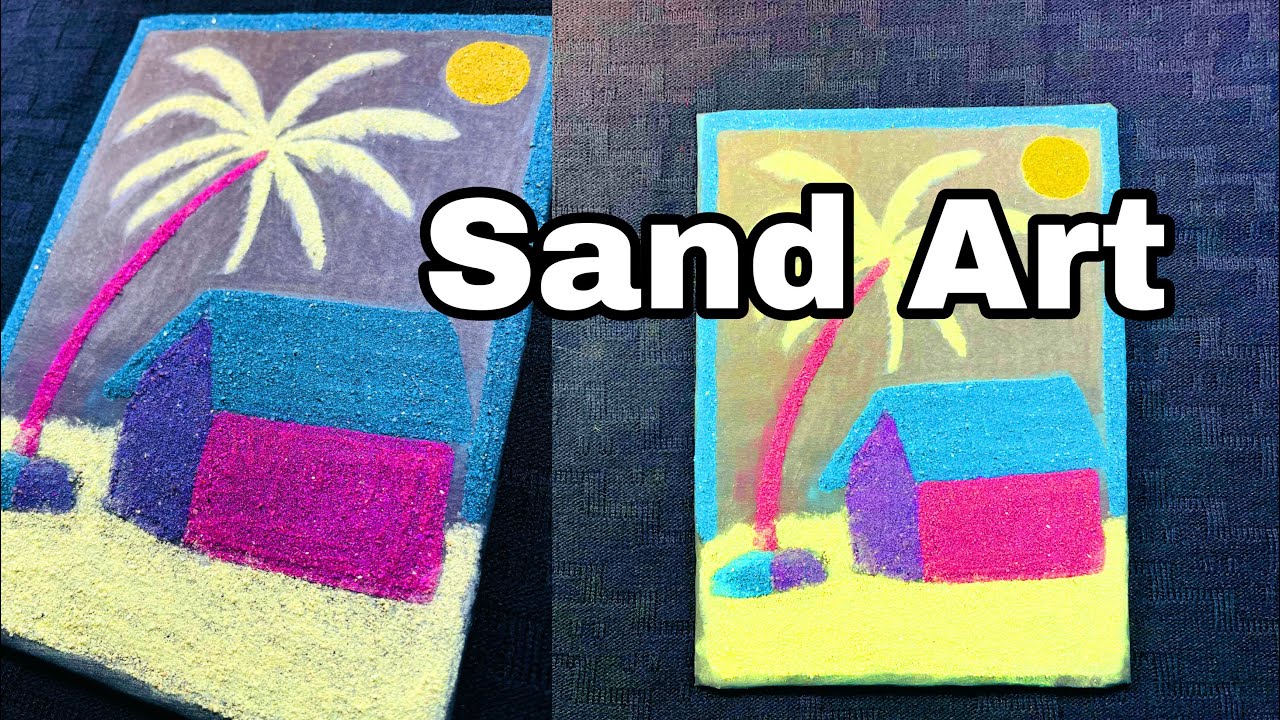 Colored sand painting village scenery | easy step by step #sandart ...