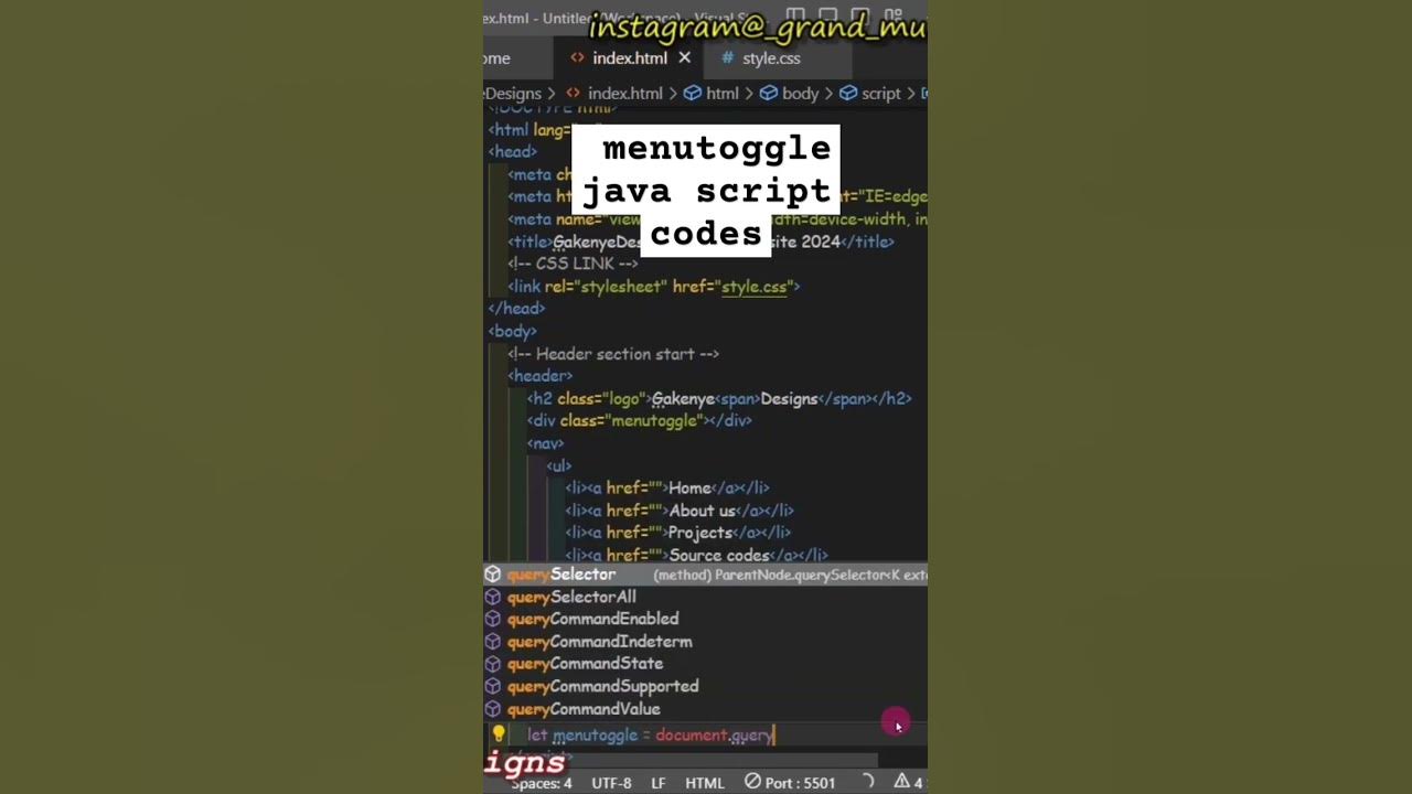 mEnU tOggLe js CoDeS |GaKeNyE dEsIgNS #htmltutorial - YouTube