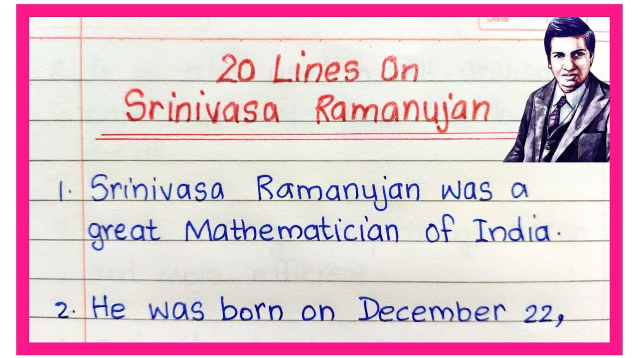 20 Lines on Srinivasa Ramanujan | Srinivasa Ramanujan Essay | 20 Points ...