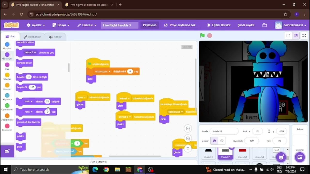 scratch korku oyunu yapımı PART 11(how to make horror game part11) fnaf ...