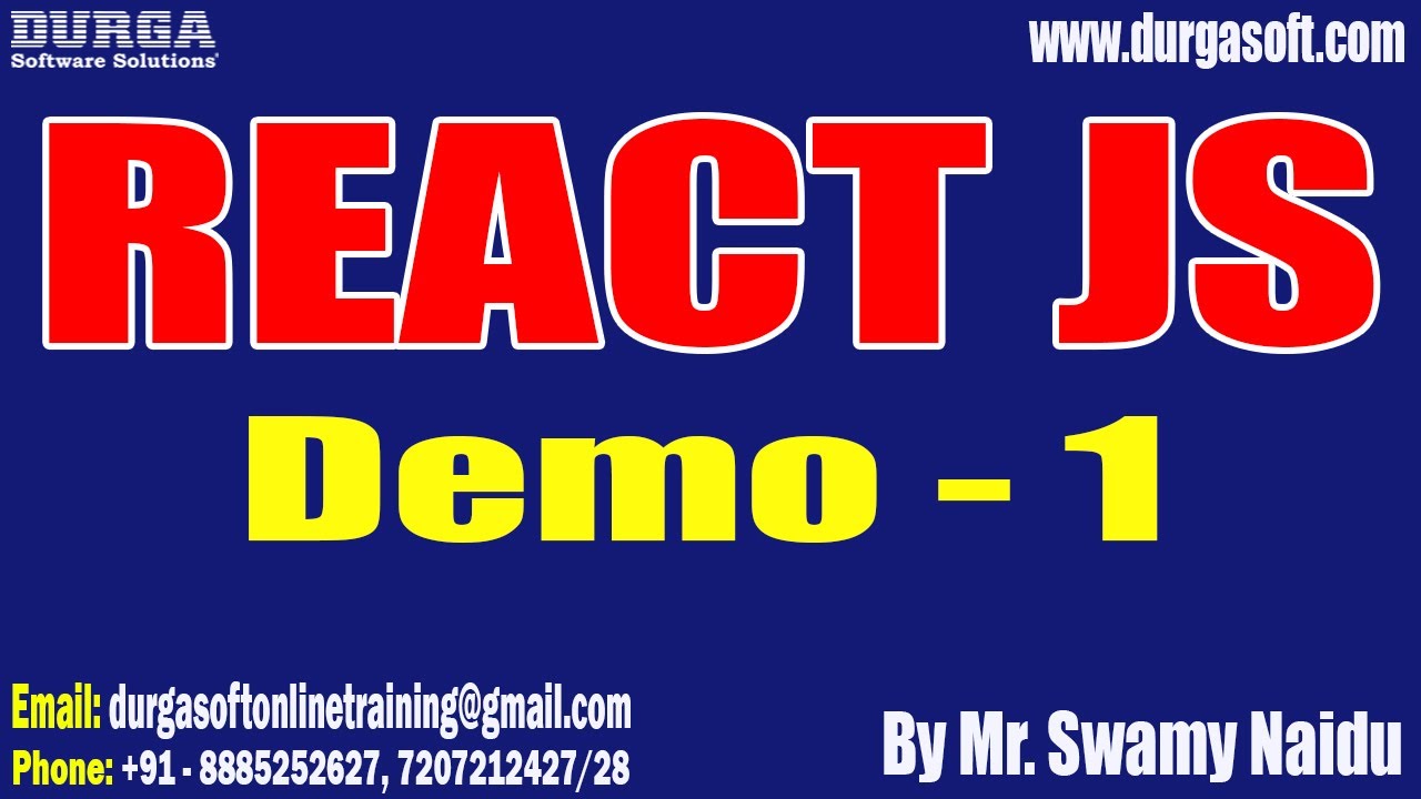 React Js Tutorials Demo 1 By Mr Swamy Naidu On 21 08 2023 7