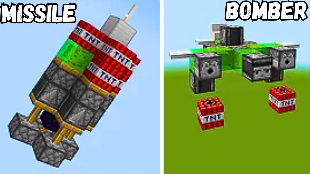 Minecraft: 3+ Military TNT WAR WEAPON build Hacks & Ideas! (Bedrock/pe ...