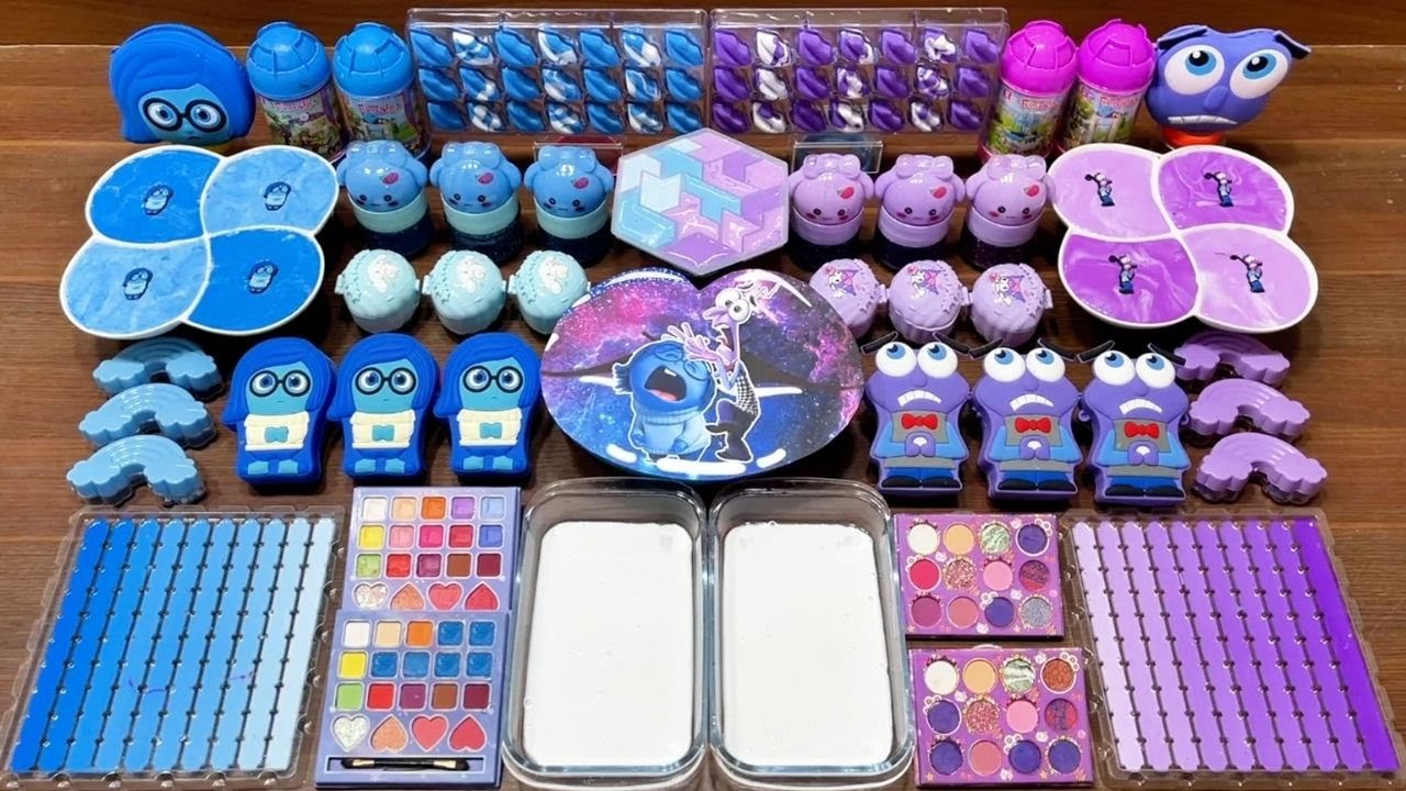 Glossy Slime Mixing ASMR 😱 SADNESS vs FEAR from Inside Out! #27 - YouTube