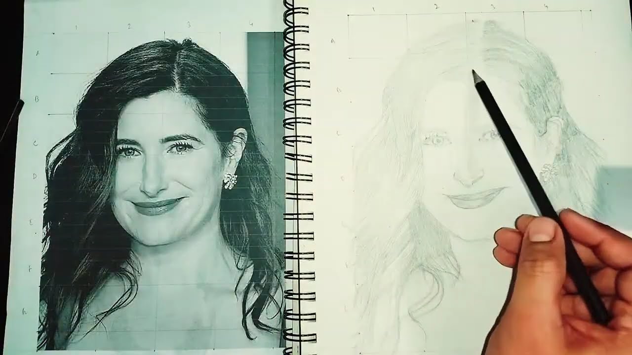 Kathryn Hahn portrait drawing with Grid system #AgathaAllAlong # ...