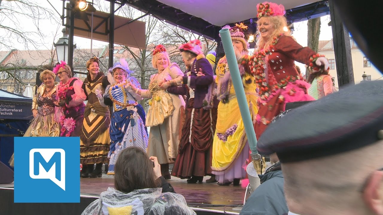 Fasching in München: Marktweiber tanzen bei Eisregen - YouTube