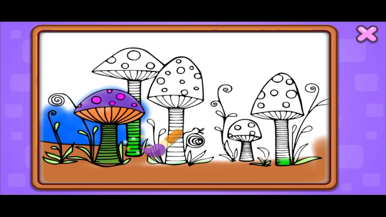 Color in beautiful mashroom - YouTube